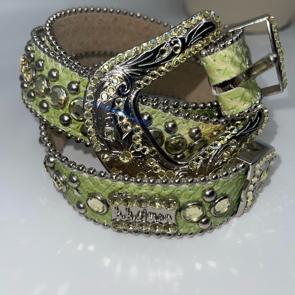B.B. Simon | Accessories | Nwot Bb Simon Crystal Western Leather Belt ...